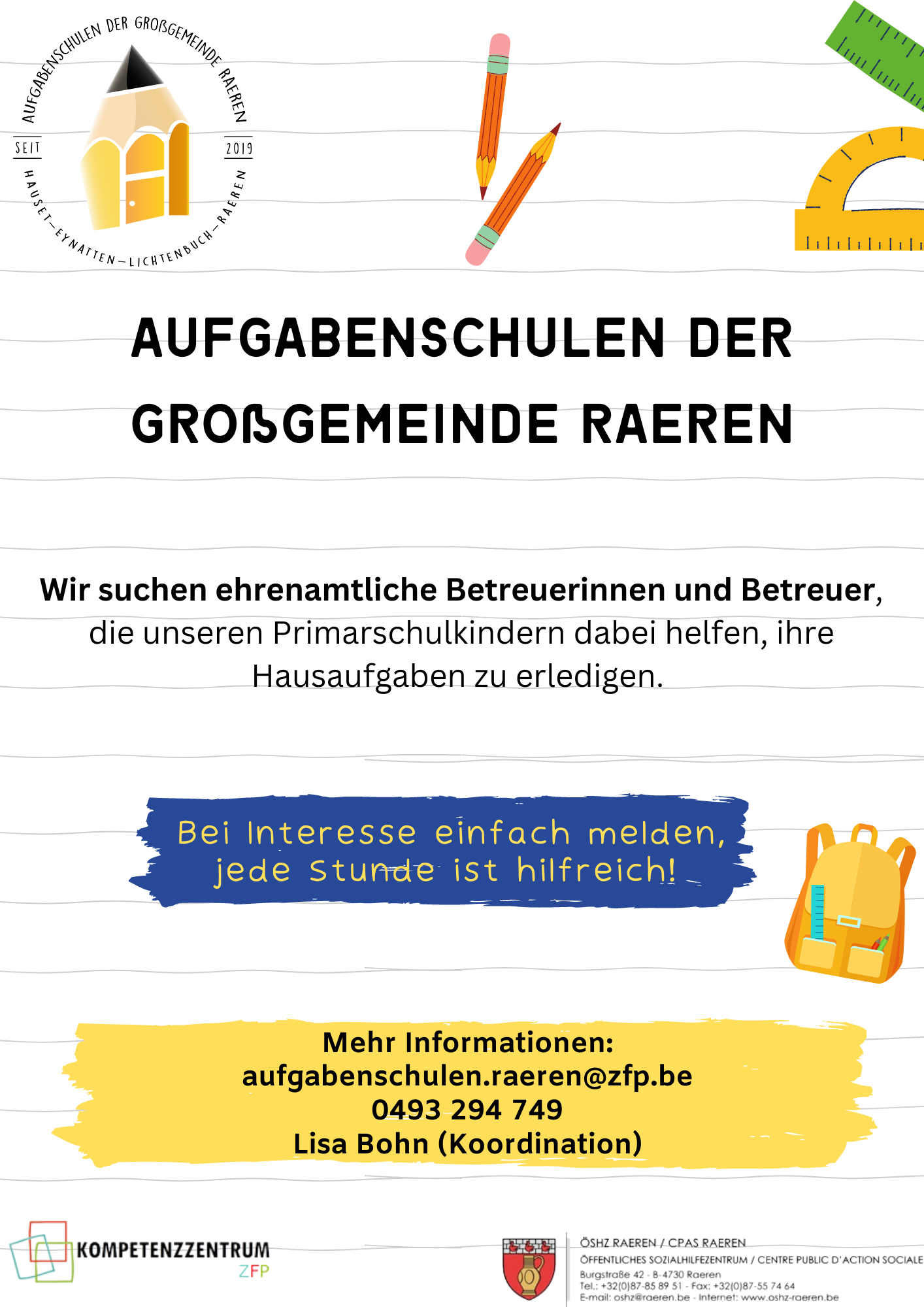 Aufgabenschulen der Großgemeinde Raeren suchen ehrenamtliche ...